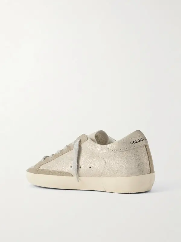 GOLDEN GOOSE Super-star Distressed Glittered Suede Sneakers