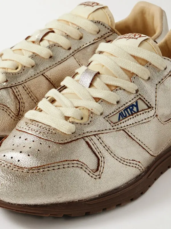 AUTRY Windspin Metallic Leather Sneakers - Silver