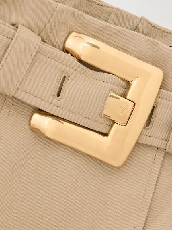 Balmain Belted Cotton-gabardine Mini Skirt