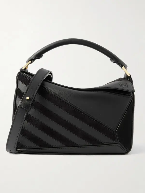 Loewe Puzzle Small Suede-trimmed Leather Shoulder Bag