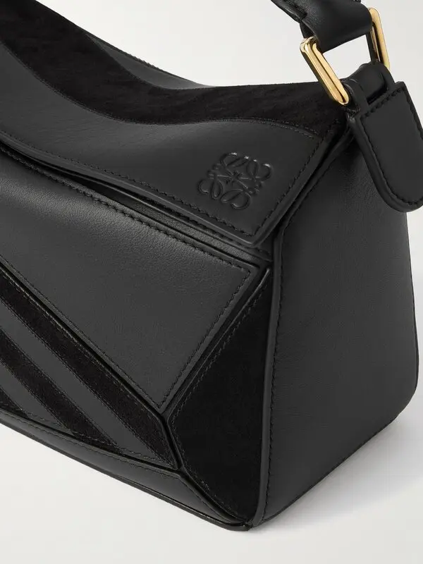 Loewe Puzzle Small Suede-trimmed Leather Shoulder Bag