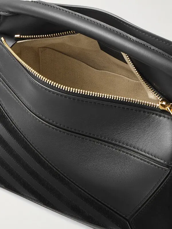 Loewe Puzzle Small Suede-trimmed Leather Shoulder Bag