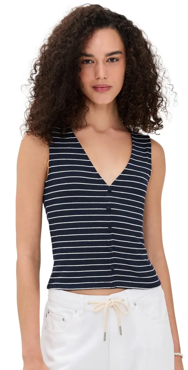 Rag & Bone The Knit Stripe Button Up Tank
