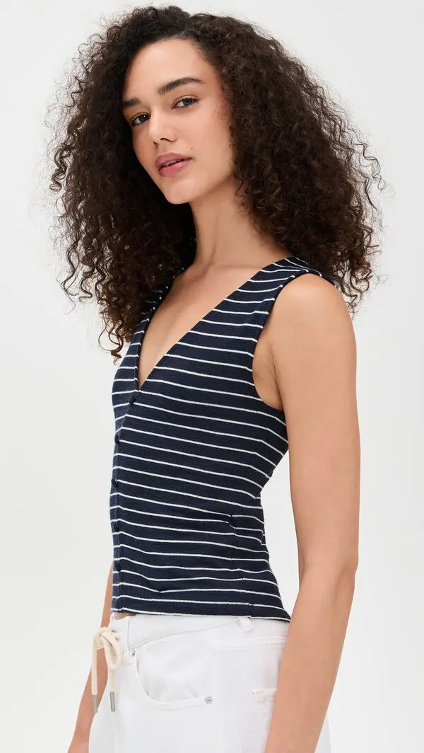 Rag & Bone The Knit Stripe Button Up Tank