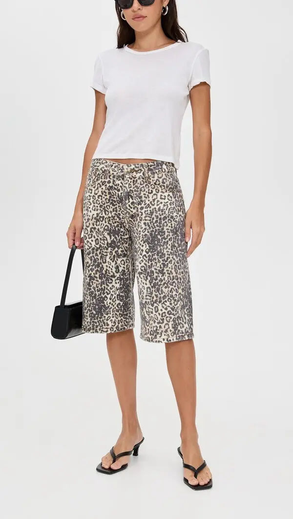 Lioness Leopard Print Denim Jorts