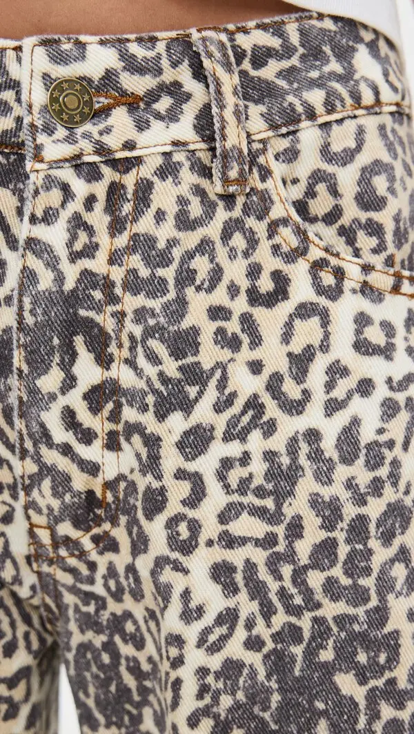 Lioness Leopard Print Denim Jorts