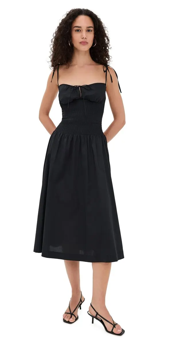 danielle guizio lina midi dress Danielle Guizio Lina Midi Dress In Black