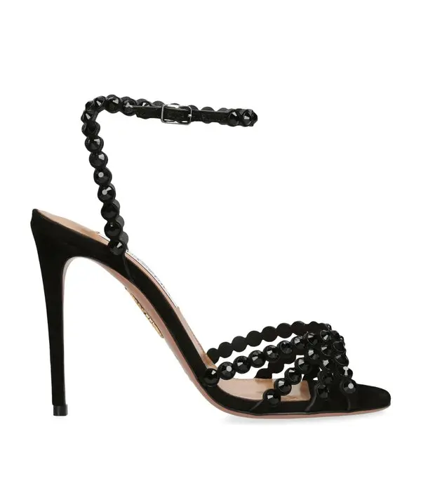 AQUAZZURA Embellished Tequila Heeled Sandals - Black
