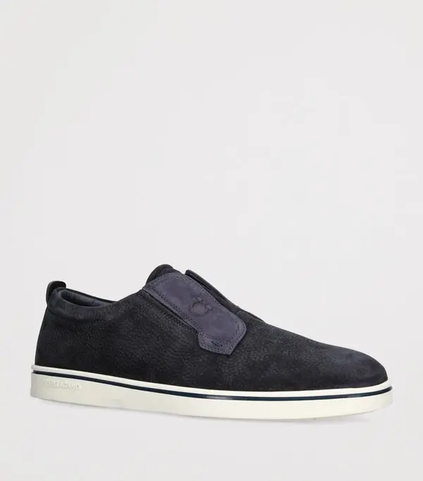 FERRAGAMO Suede Slip-on Sneakers - Navy