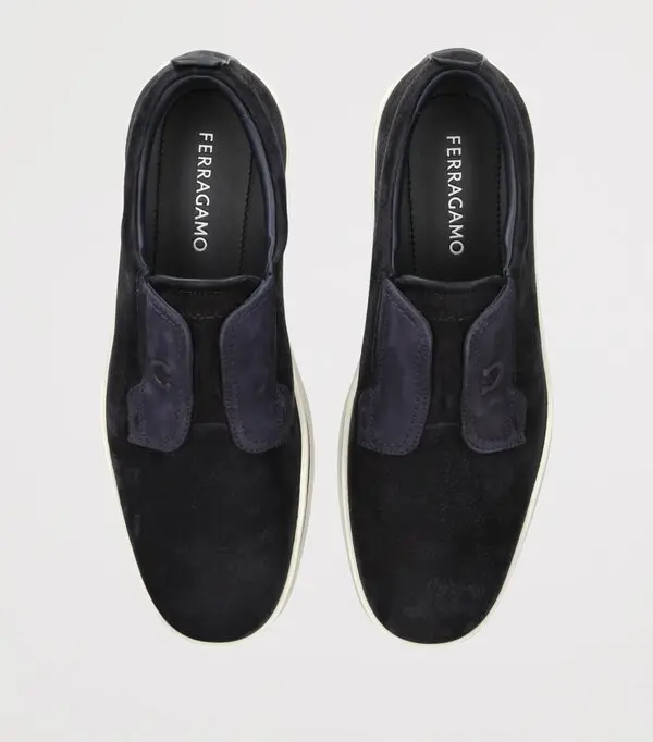 FERRAGAMO Suede Slip-on Sneakers - Navy