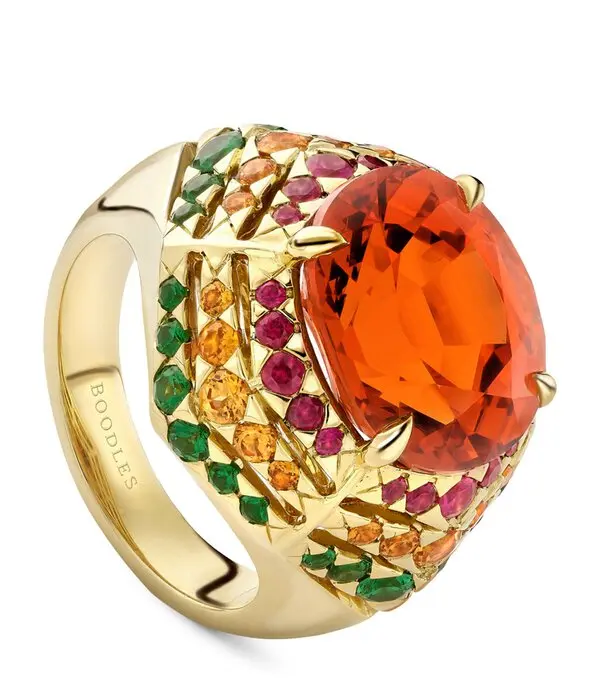BOODLES Masai Mara Garnet, Tsavorite And Ruby Ring - Gold