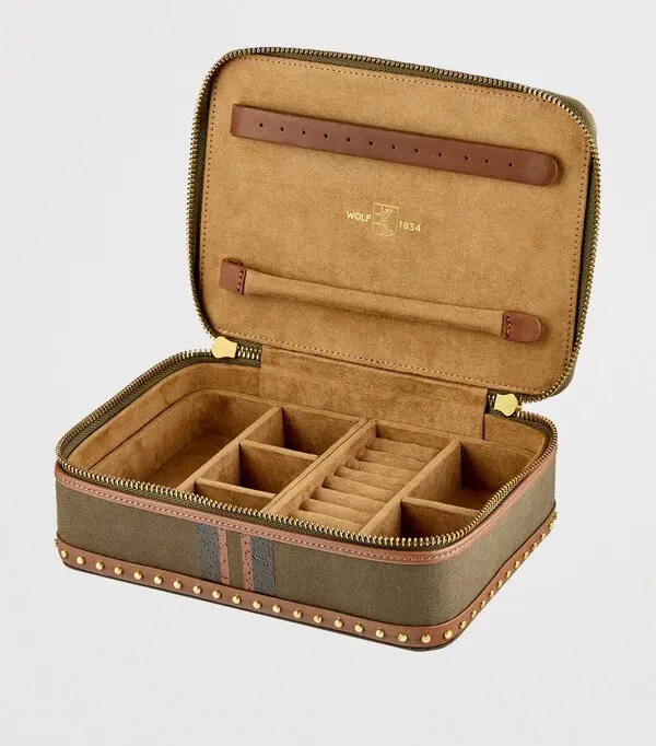 Wolf Ida Travel Zip Jewellery Case - Green