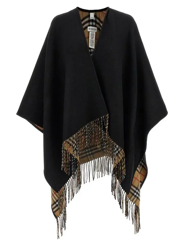 Burberry Fringed Cape - Black
