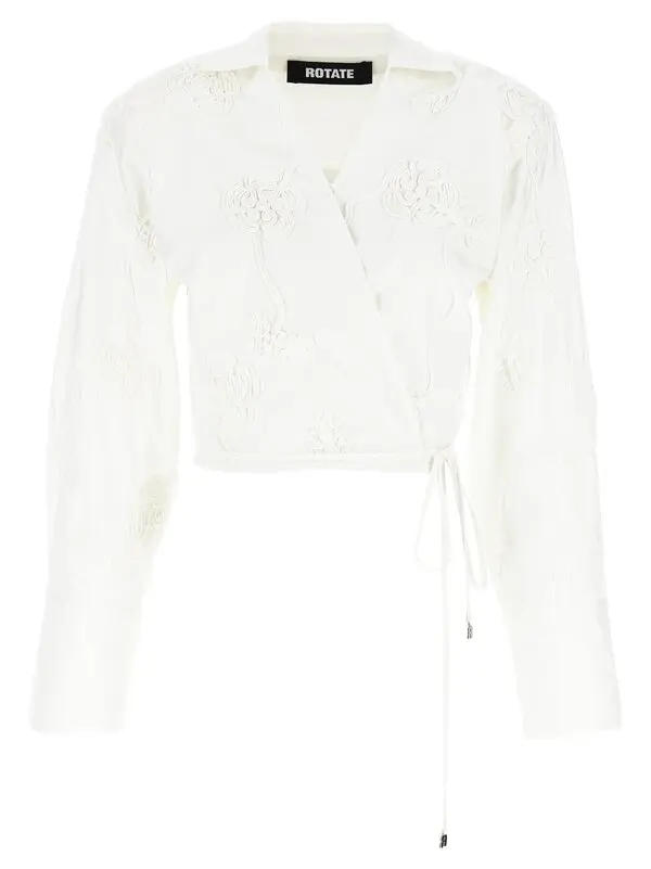 ROTATE BY BIRGER CHRISTENSEN Wrap Cotton Shirt - White