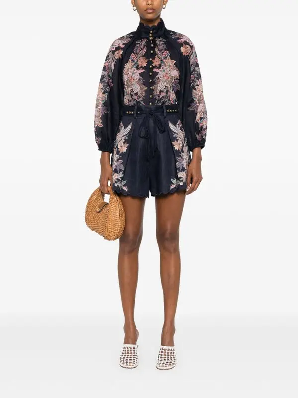 Zimmermann Rhiannon Printed Linen Shorts