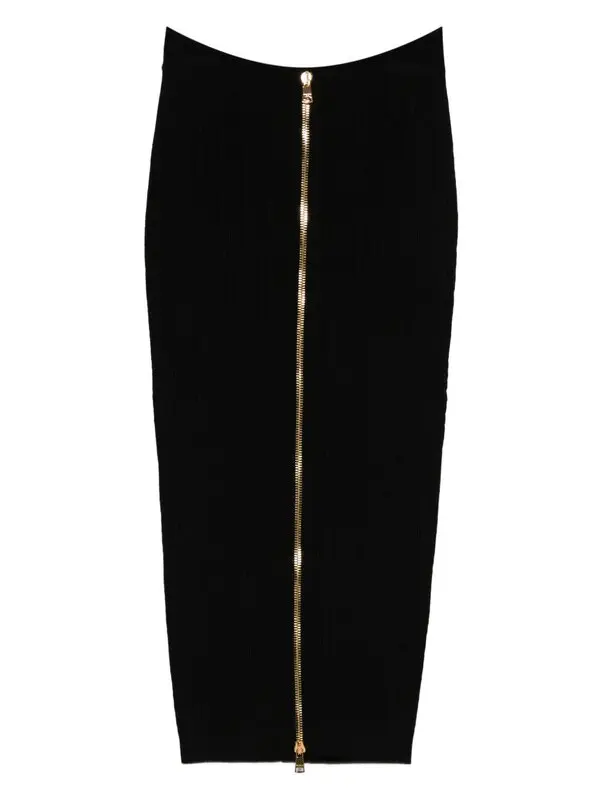 Balmain Buttoned Long Skirt - Black