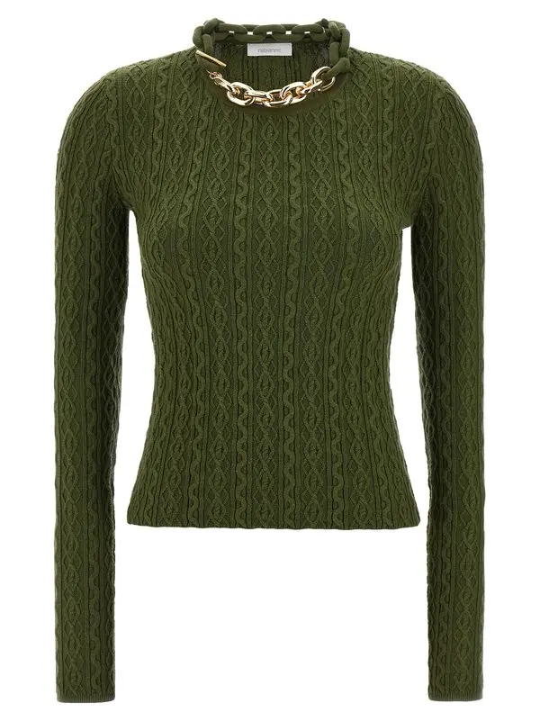 Rabanne Necklace Detail Ribbed Sweater