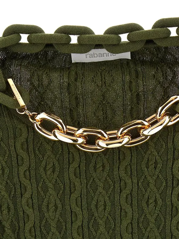 Rabanne Necklace Detail Ribbed Sweater