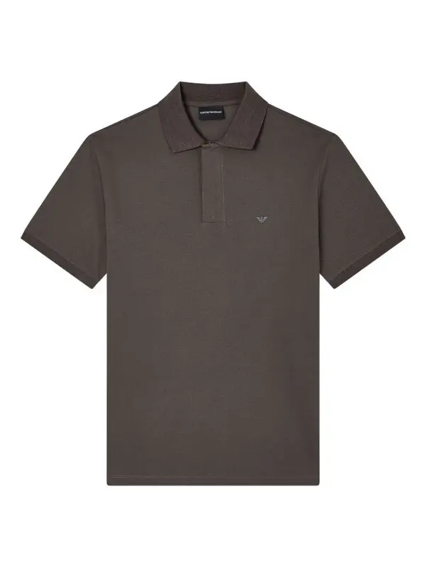 Emporio Armani Logo Cotton Polo Shirt - Grey