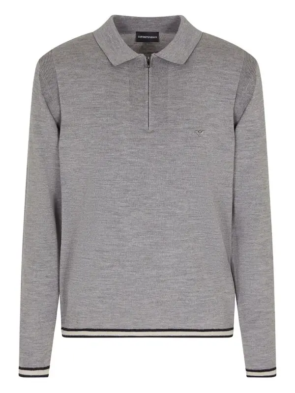 Emporio Armani Wool Polo Shirt - Grey