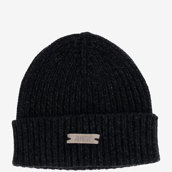 AUTRY Wool Beanie With Logo Detail - Black