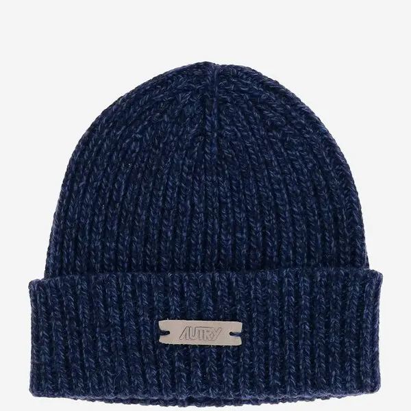 AUTRY Wool Beanie With Logo Detail - Blue