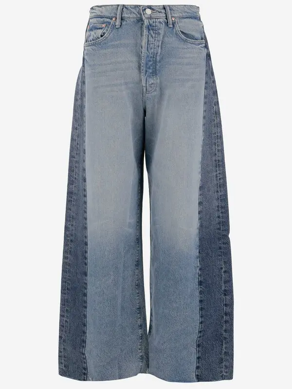 MOTHER Cotton Patchwork Wide Leg Jeans