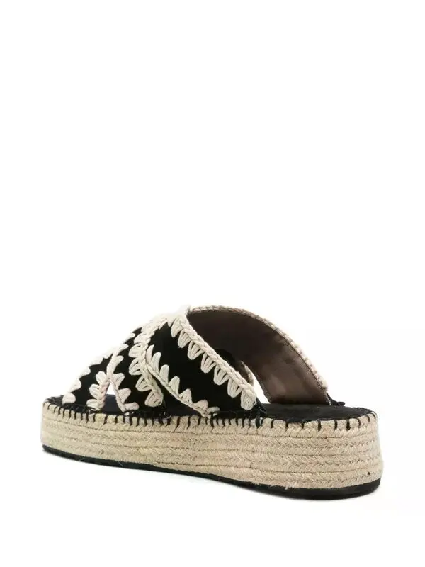 Mou Jute And Leather Heeled Sandals - Black