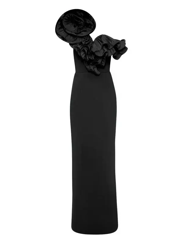 green emerald velvet dress Ella Black Dress – ALEXANDRA RAFIE main image 0