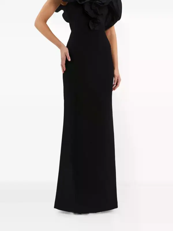Rebecca Vallance Ella Ruffle-detail One-shoulder Gown - Black