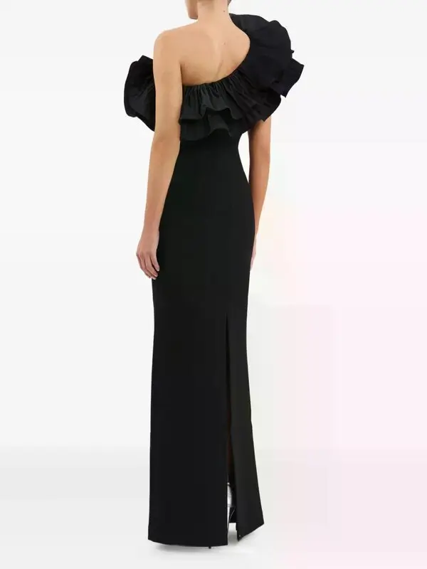 Rebecca Vallance Ella Ruffle-detail One-shoulder Gown - Black
