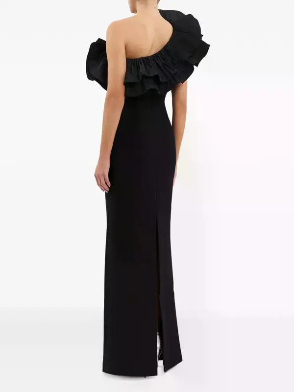 Rebecca Vallance Ella Ruffle-detail One-shoulder Gown - Black