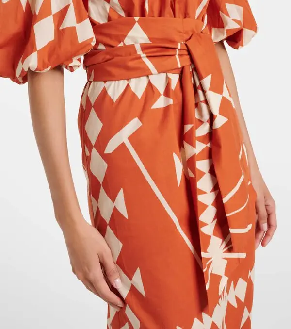 Johanna Ortiz Printed Cotton Poplin Midi Dress