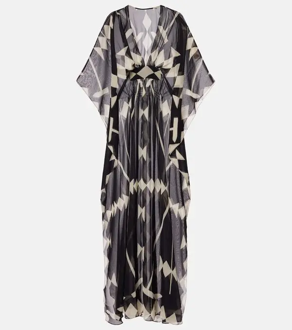 Johanna Ortiz Printed Georgette Maxi Dress - Black