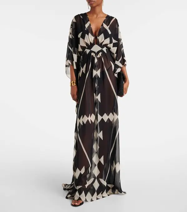Johanna Ortiz Printed Georgette Maxi Dress