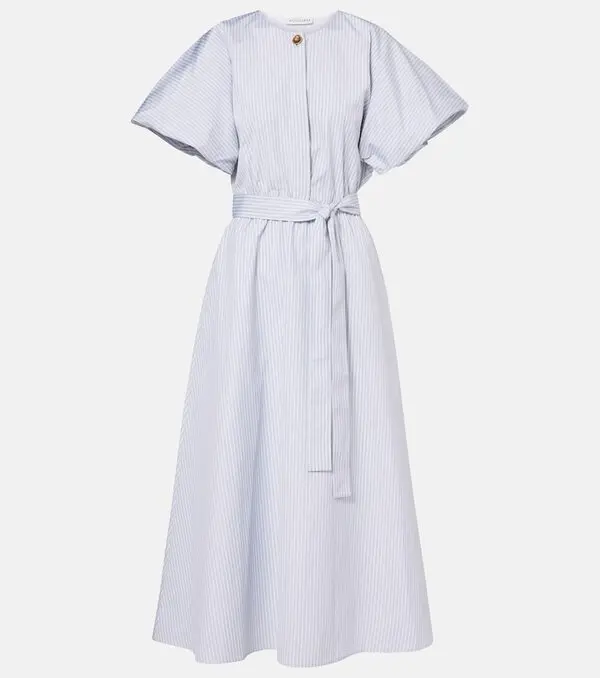 Altuzarra Paulina Striped Cotton Midi Dress - Blue