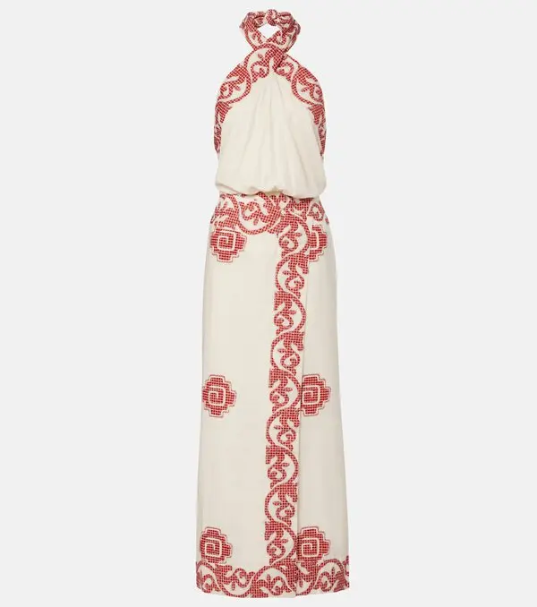 Johanna Ortiz Printed Cotton Midi Dress - Beige