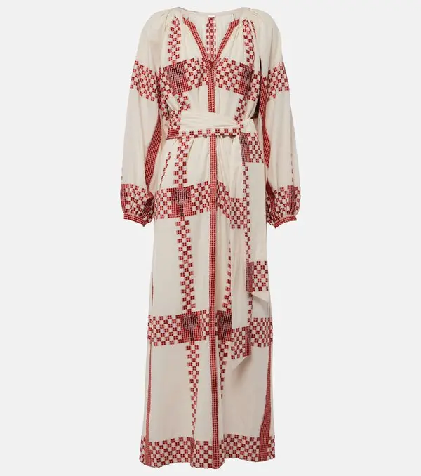 Johanna Ortiz Printed Cotton Midi Dress - Red