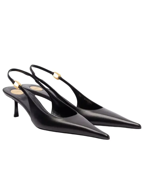Saint Laurent Vendome 50 Leather Slingback Pumps - Black