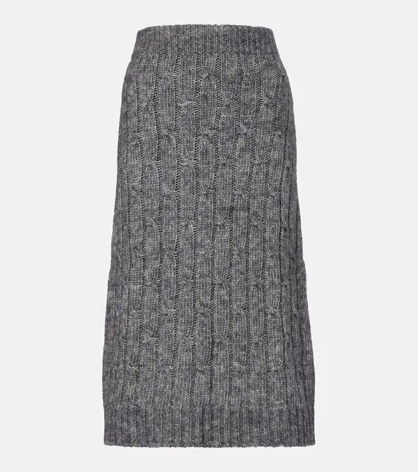 Max Mara Otello Cotton And Wool-blend Midi Skirt - Grey
