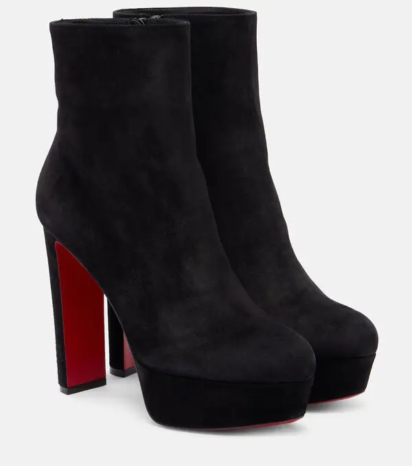 CHRISTIAN LOUBOUTIN Suede Ankle Boots - Black