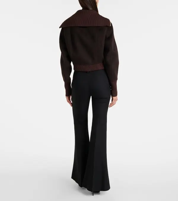 Victoria Beckham Wool And Cashmere Bomber Jacket - Brown