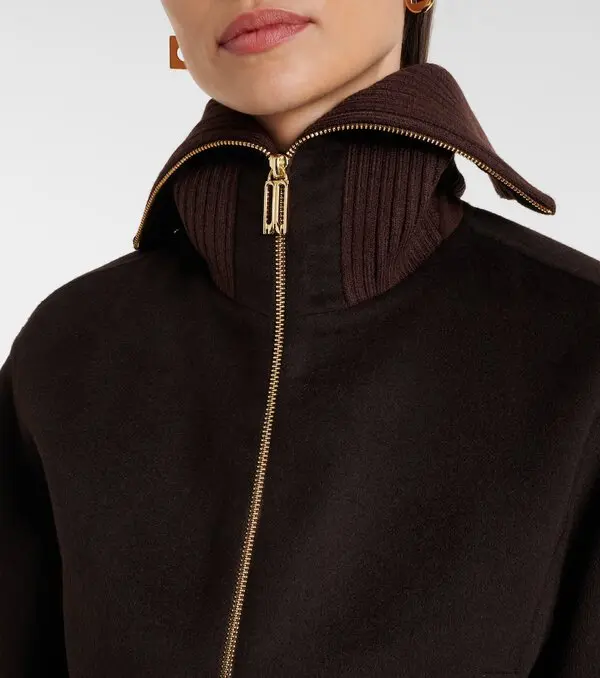 Victoria Beckham Wool And Cashmere Bomber Jacket - Brown