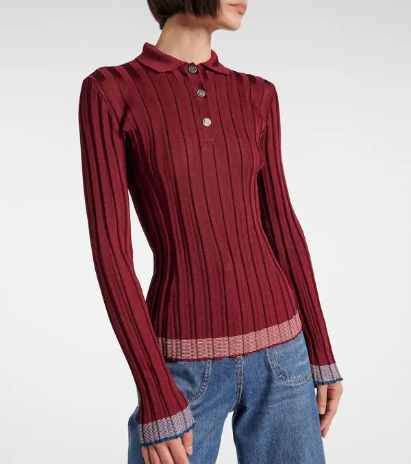 Etro Ribbed-knit Polo Sweater