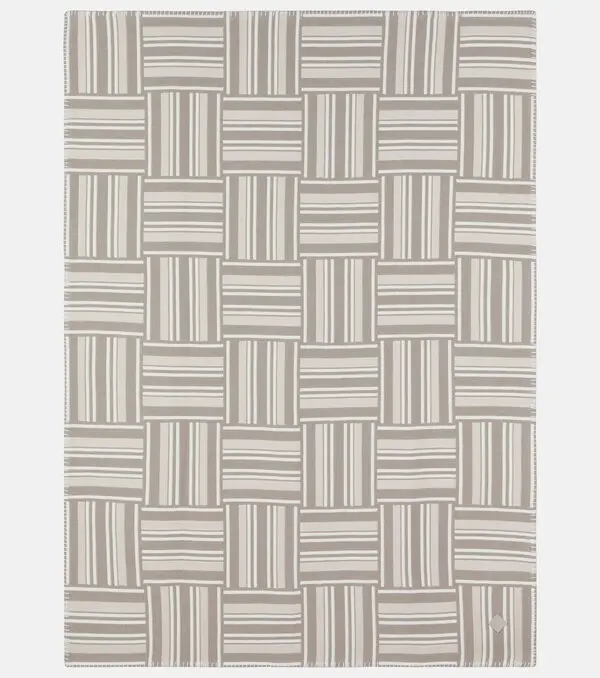 Loro Piana Intarsia Striped Wool And Cashmere Throw - Beige