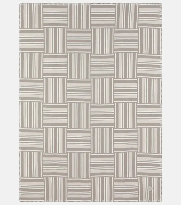 Loro Piana Intarsia Striped Wool And Cashmere Throw - Beige