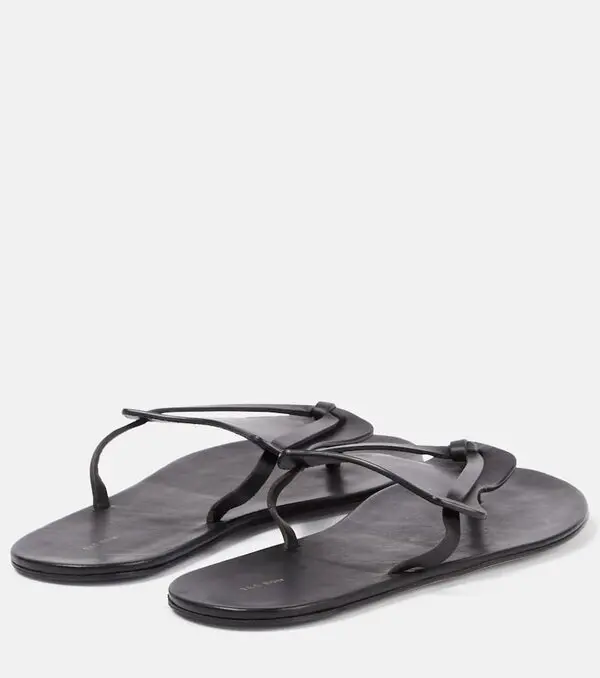 THE ROW Helena Leather Thong Sandals - Black