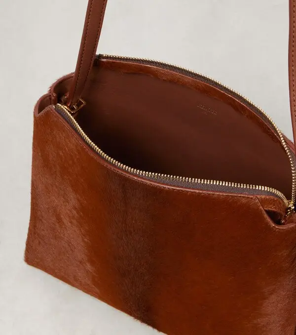 Khaite Lina Medium Calf Hair Crossbody Bag - Brown