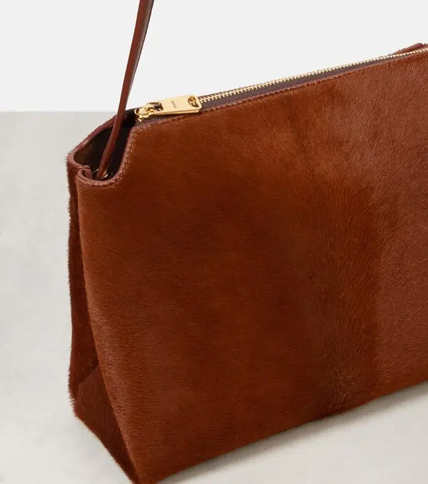 Khaite Lina Medium Calf Hair Crossbody Bag - Brown