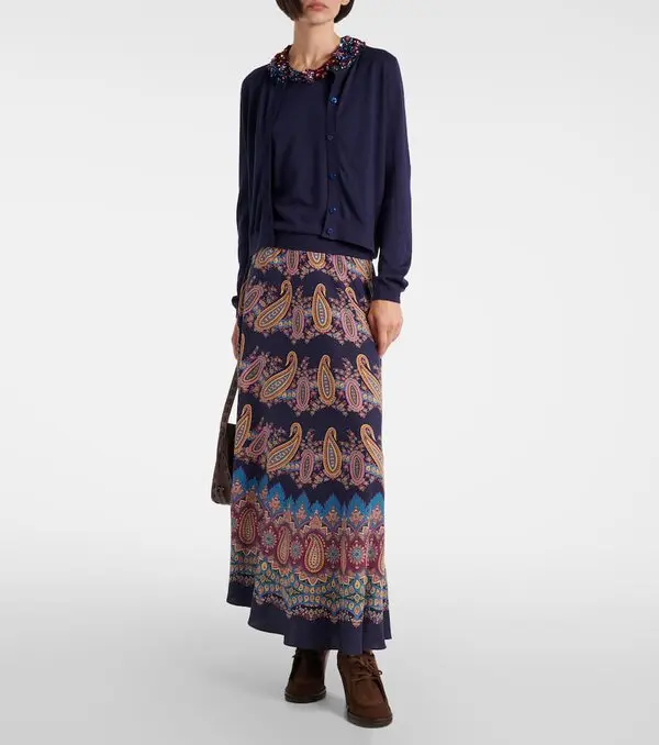 Etro Embellished Silk And Cashmere Top